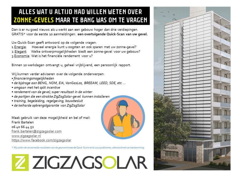ZigZagSolar biedt een QuickScan van uw gevel - BIPV
